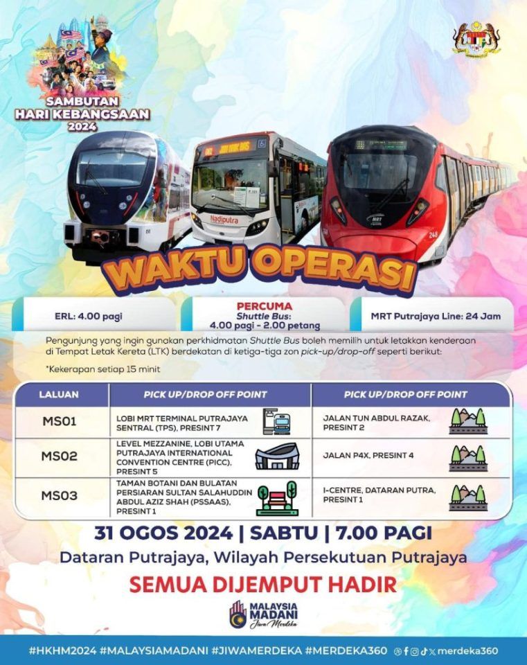 Sambutan Hari Kebangsaan 2024: Panduan tren, bas dan teksi air