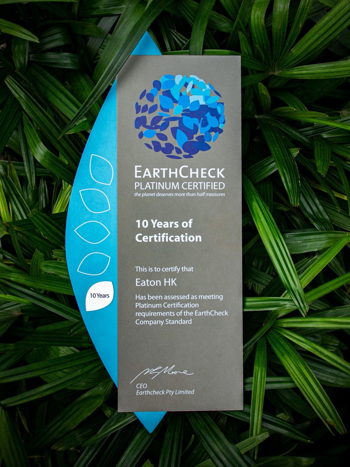Eaton recieves a Platinum recognition from EarthCheck