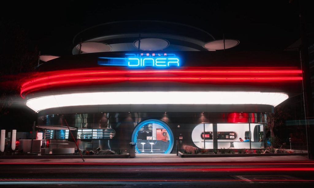 Tesla's retro-futuristic Hollywood diner officially opens