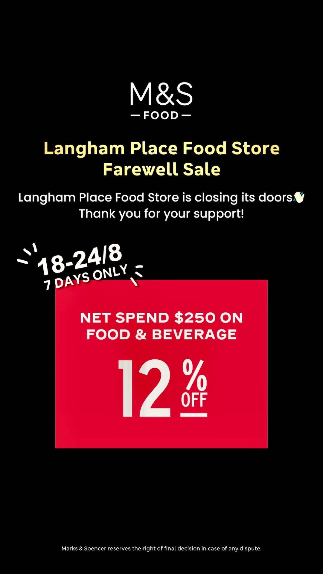 Marks & Spencer Food closes Langham Place store after 10 years