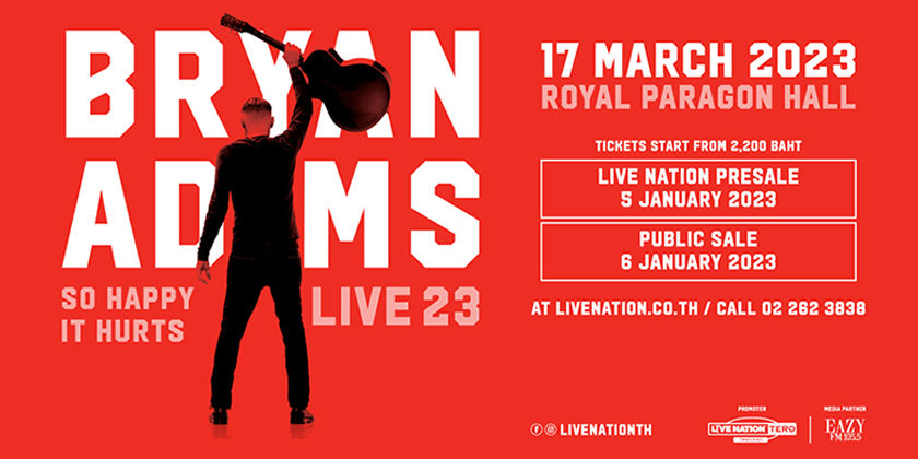 Bryan Adams set to rock Bangkok this March
