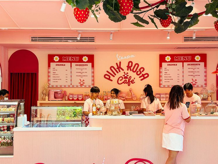 Vespa's Pink Rosa pop-up cafe brings Phannapast Rainbow Sue to life