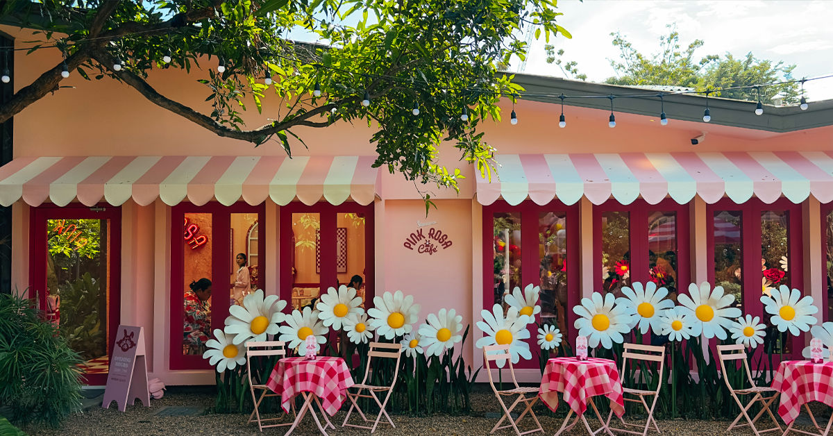 Vespa's Pink Rosa pop-up cafe brings Phannapast Rainbow Sue to life