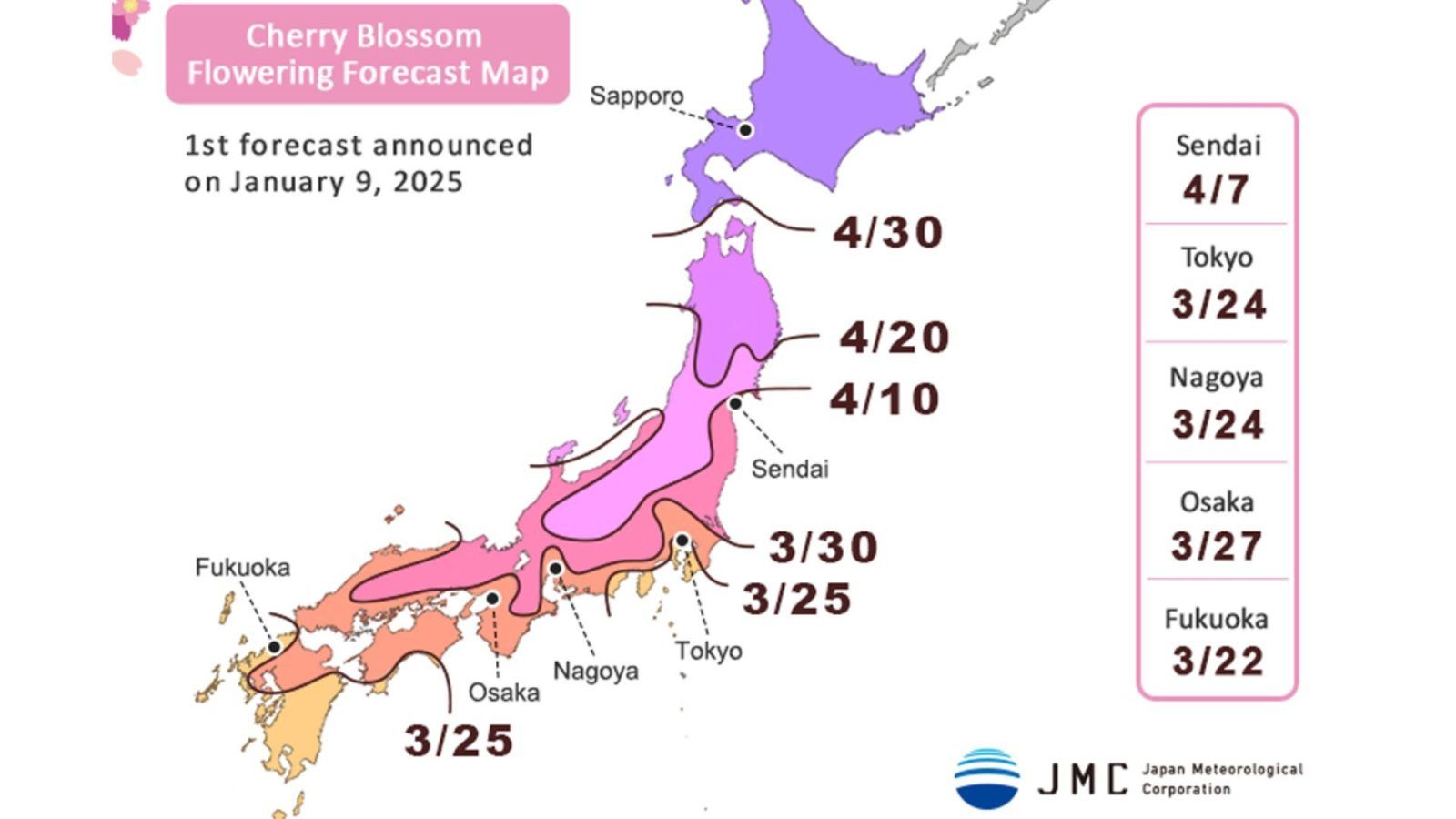 Cherry blossom season In Japan: City-by-city sakura forecast for 2025