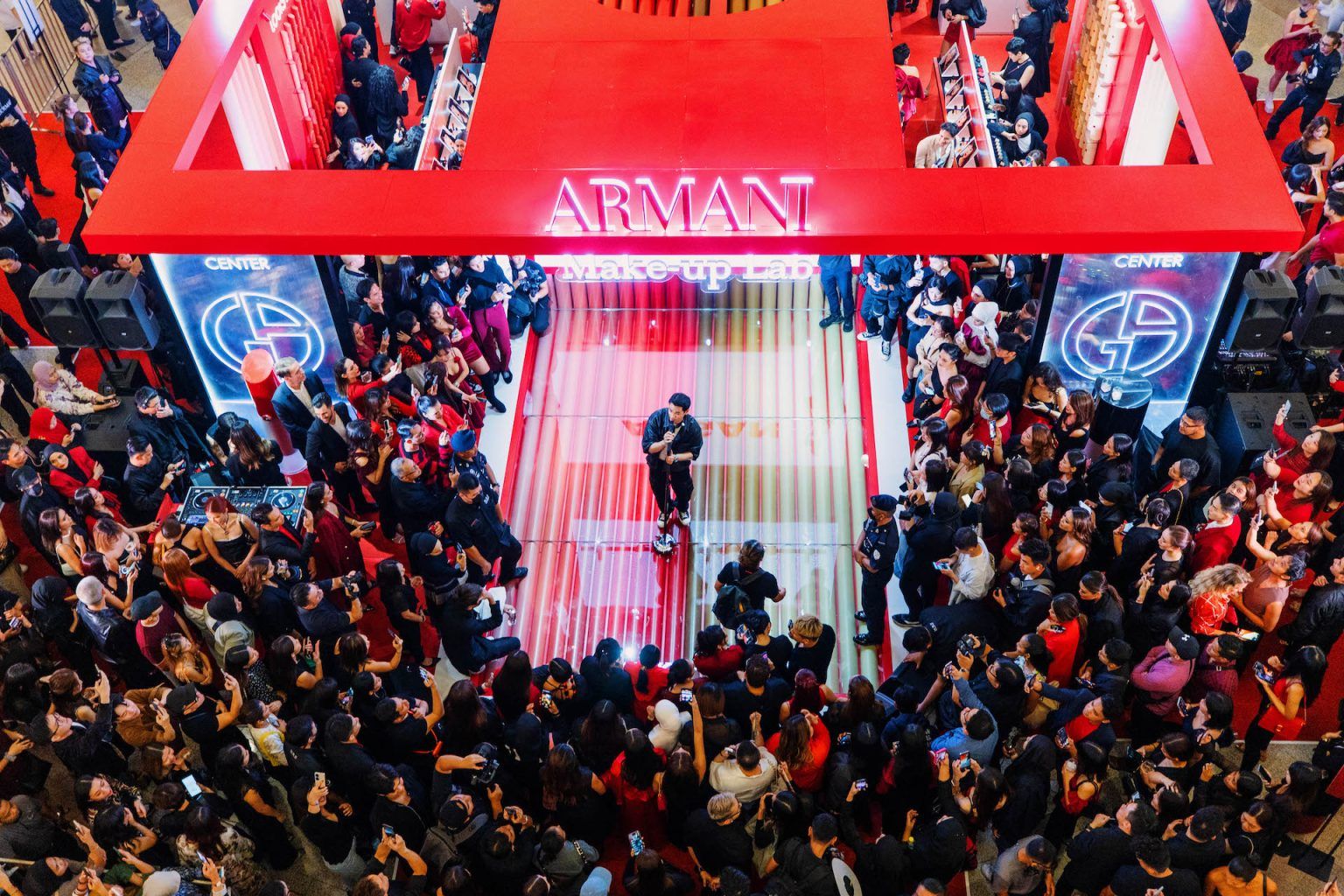 Red, black, and Afgan: Celebrating the launch of Armani Make-up Lab in ...
