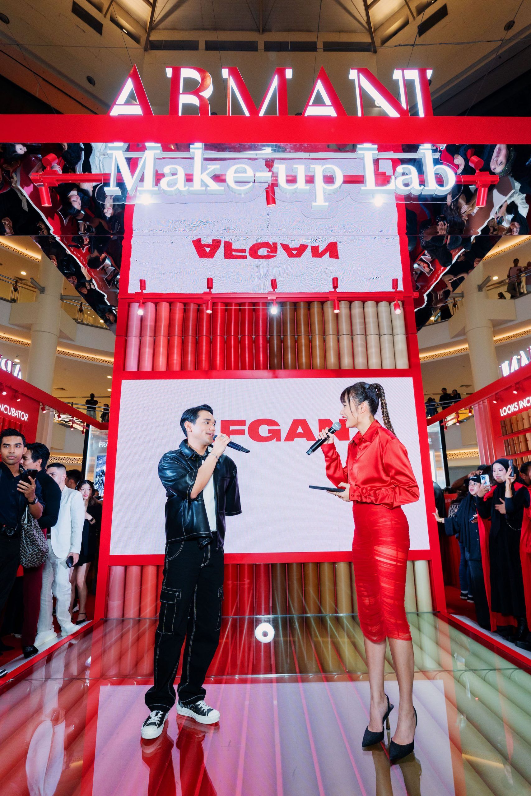 Red, black, and Afgan: Celebrating the launch of Armani Make-up Lab in ...