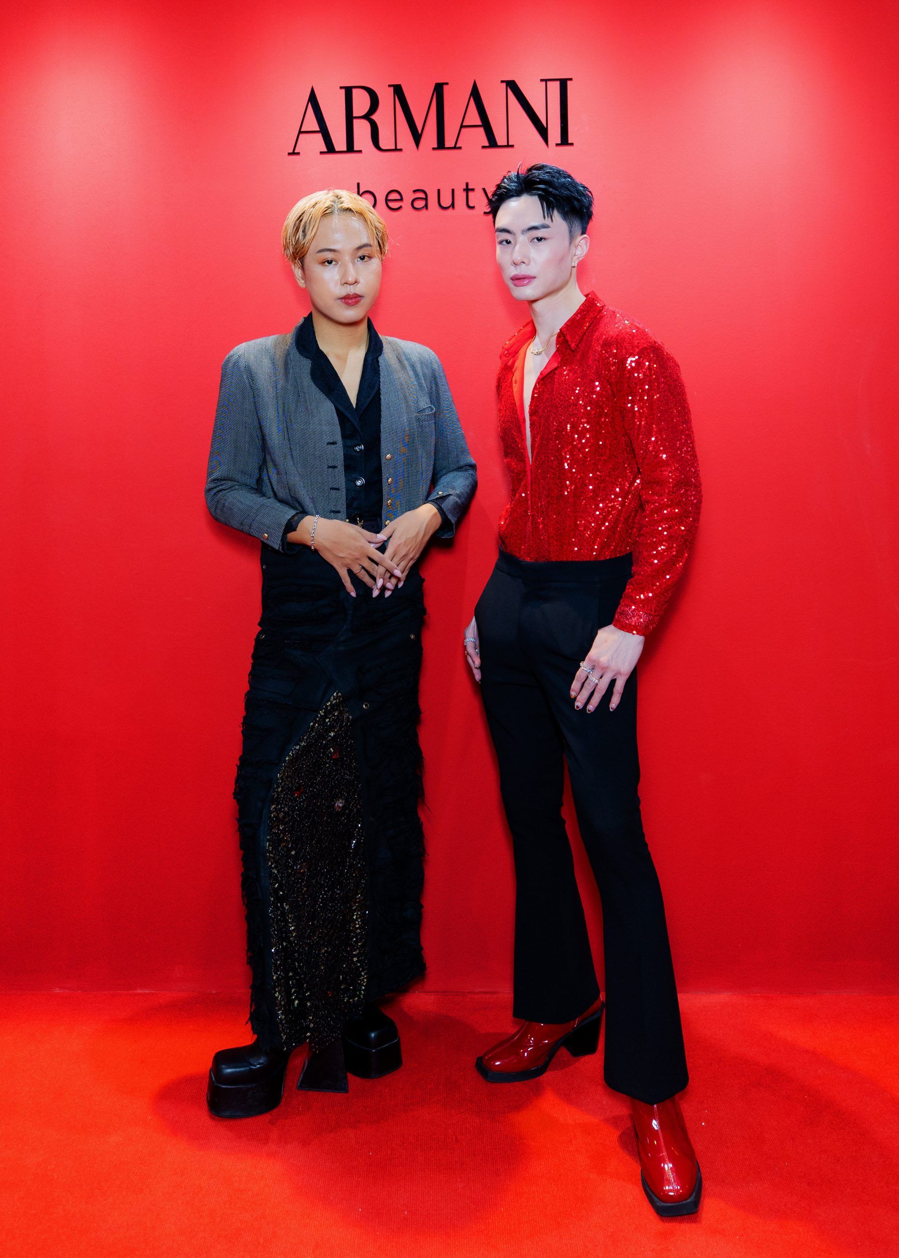 Red, black, and Afgan: Celebrating the launch of Armani Make-up Lab in ...