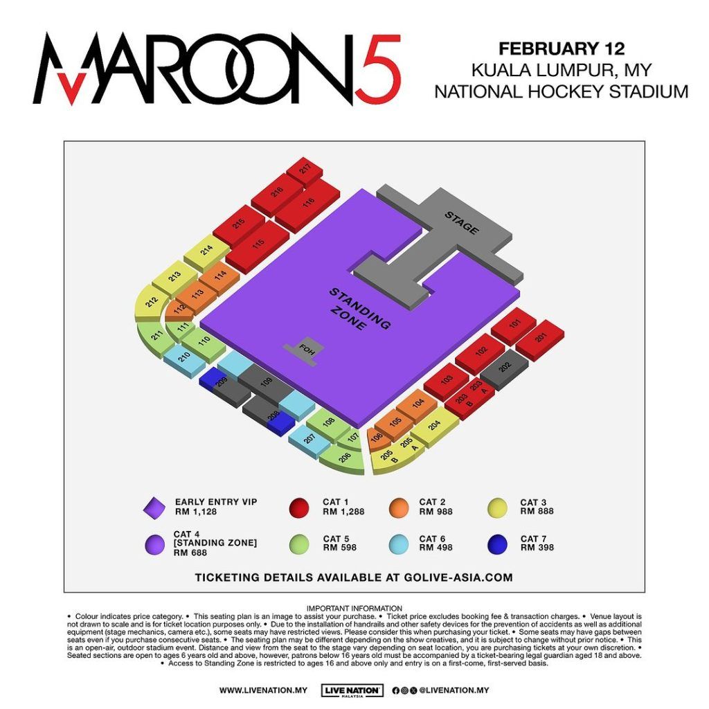 Maroon 5 KL concert 2025: ticket prices, seatmap | Lifestyle Asia KL