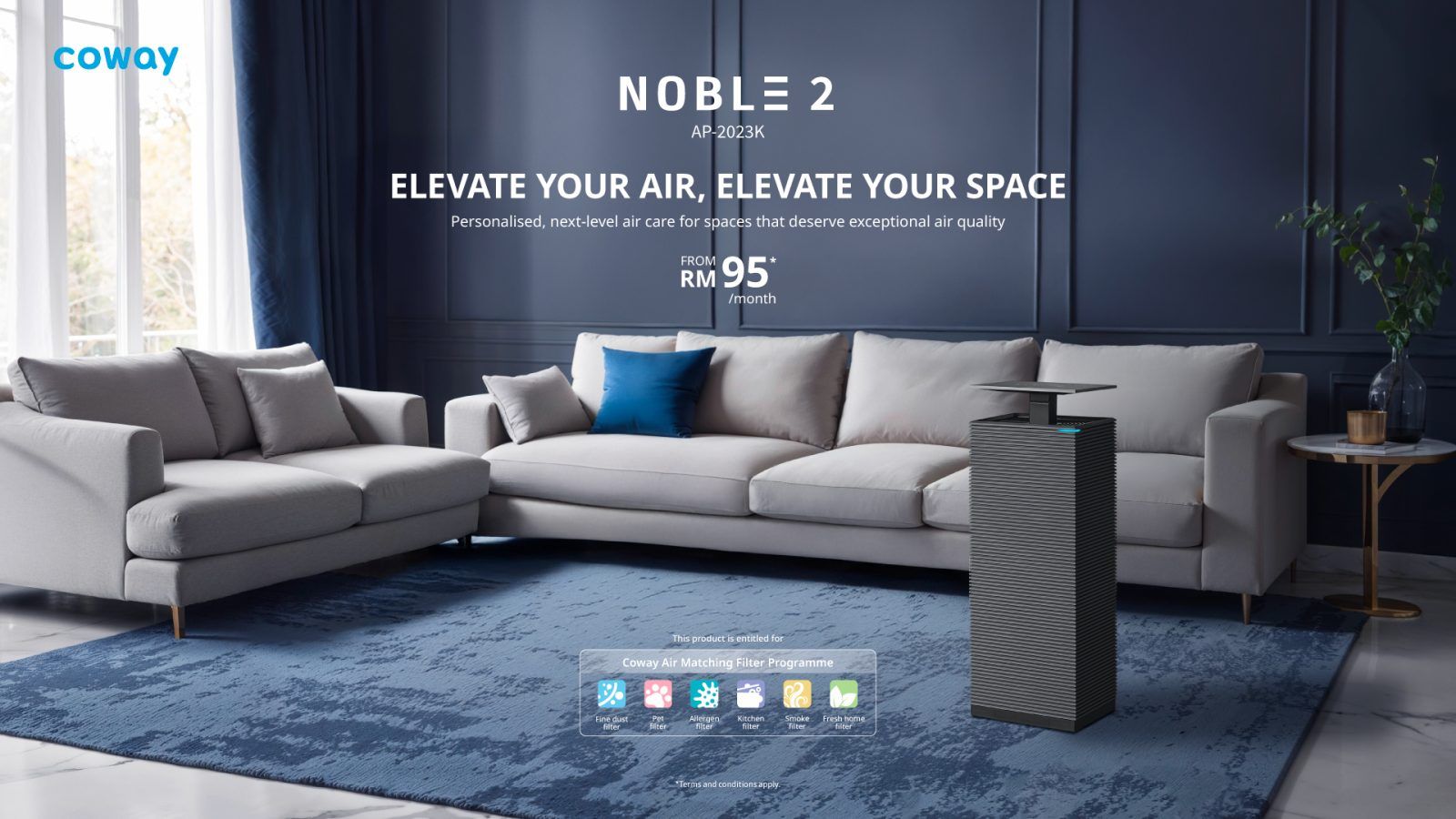 Rest assured you’ll get the best air quality with Coway Noble 2