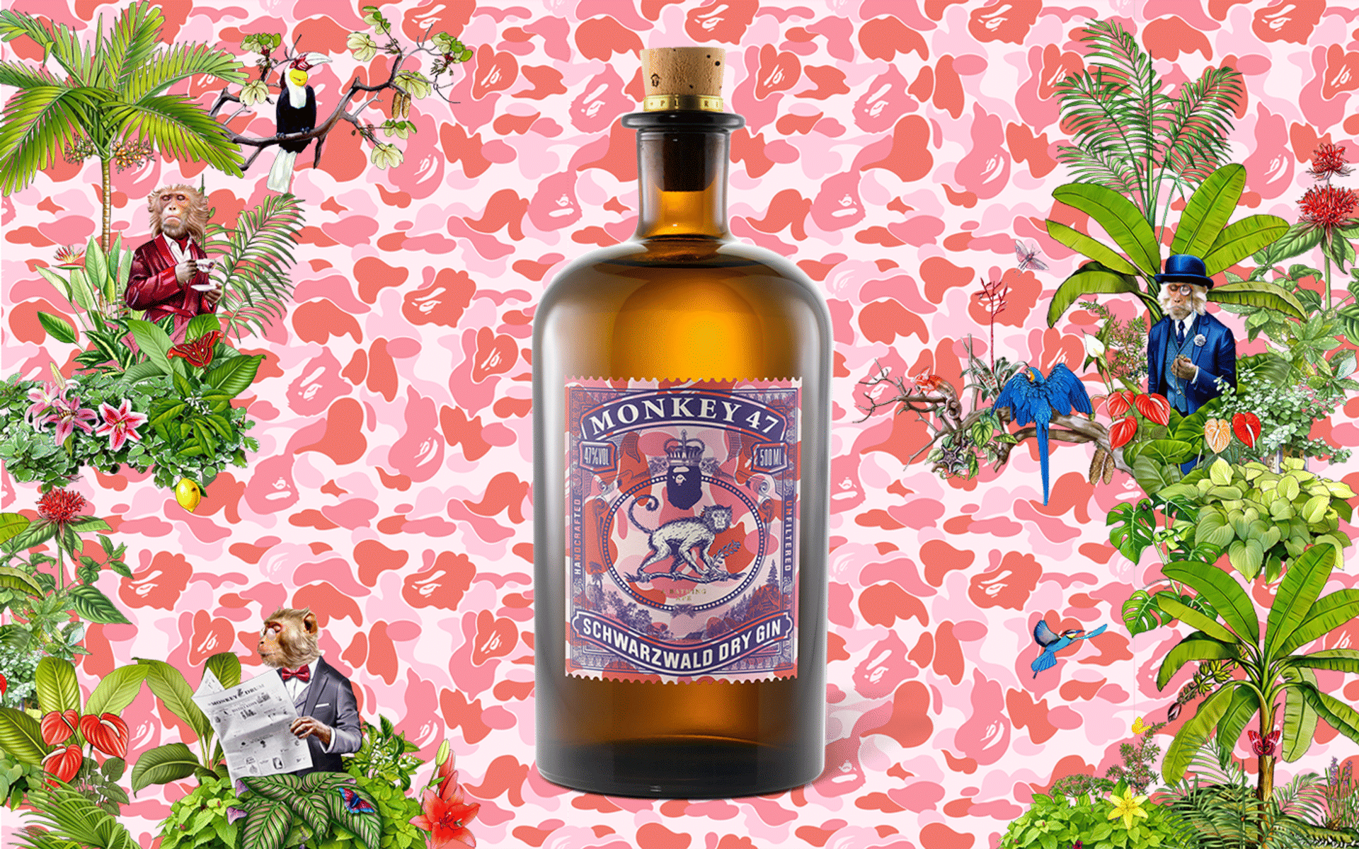 BAPE x Monkey 47 streetwear and gin: Details of this street-to-bar collab
