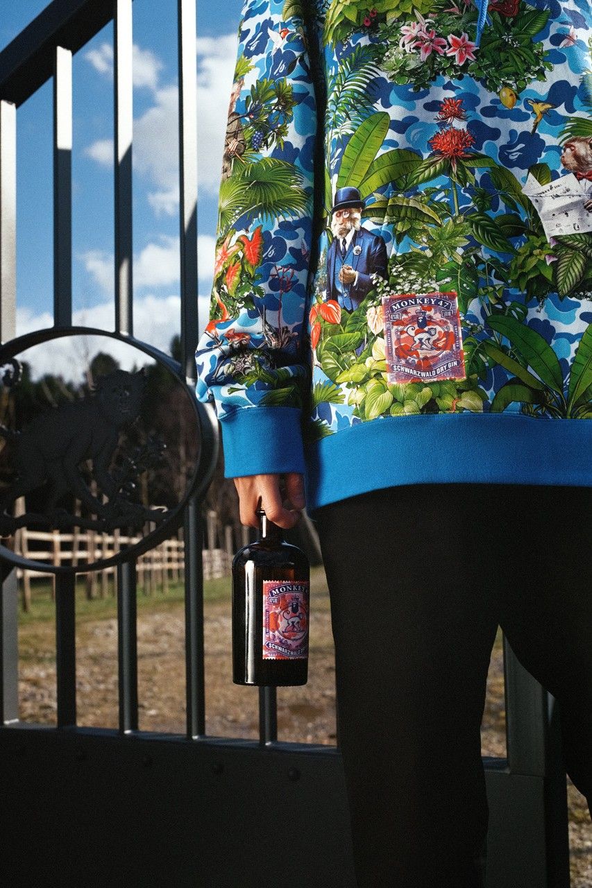BAPE x Monkey 47 streetwear and gin: Details of this street-to-bar collab
