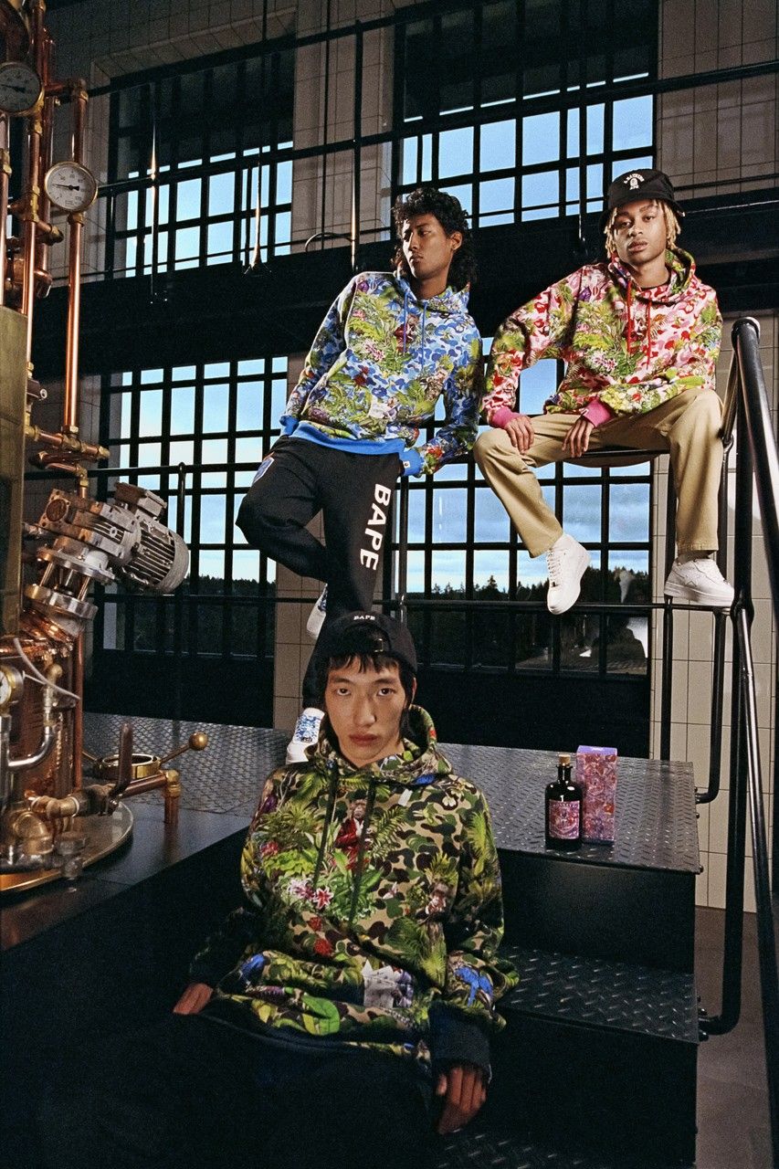 BAPE x Monkey 47 streetwear and gin: Details of this street-to-bar collab