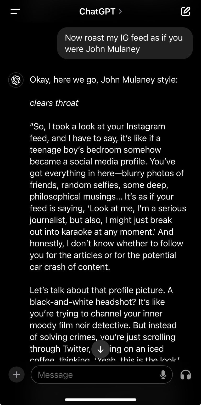 How to get ChatGPT to roast an Instagram feed | Lifestyle Asia Singapore