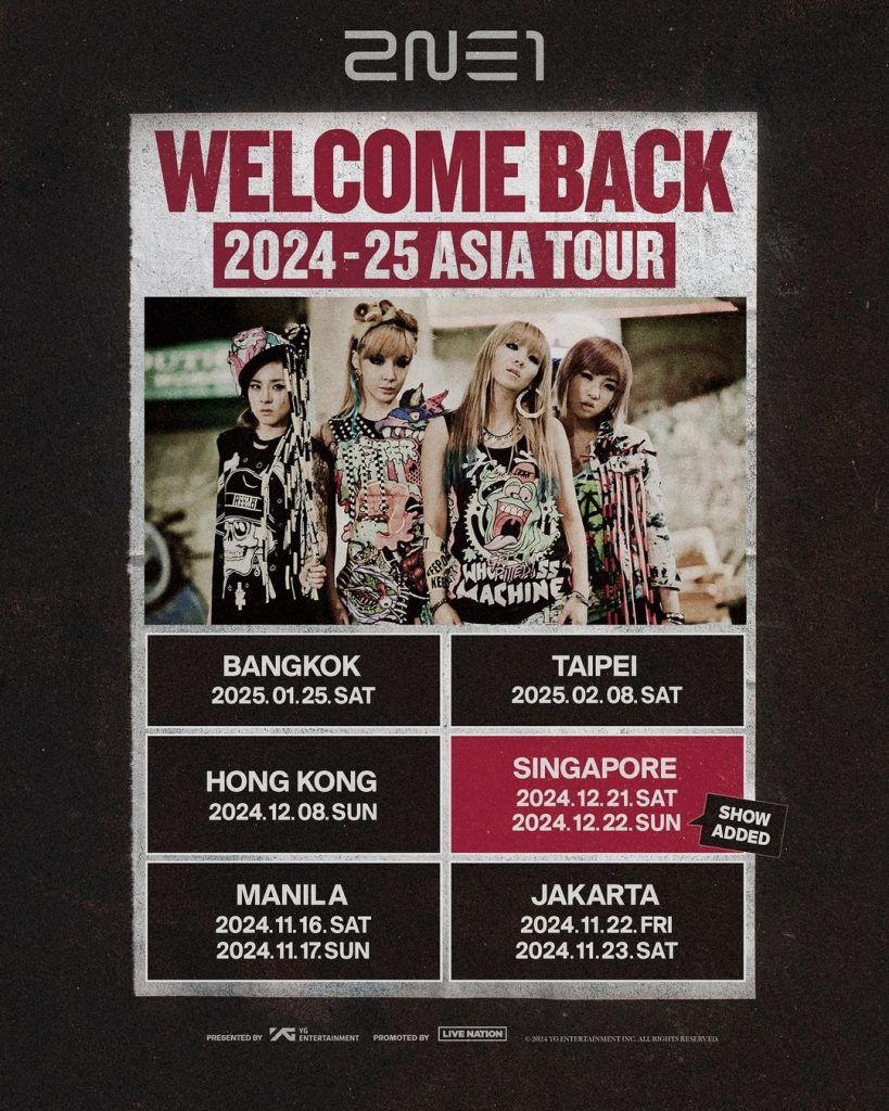 2NE1 adds a 2nd Singapore show for “Welcome Back 2024-25 Asia Tour”