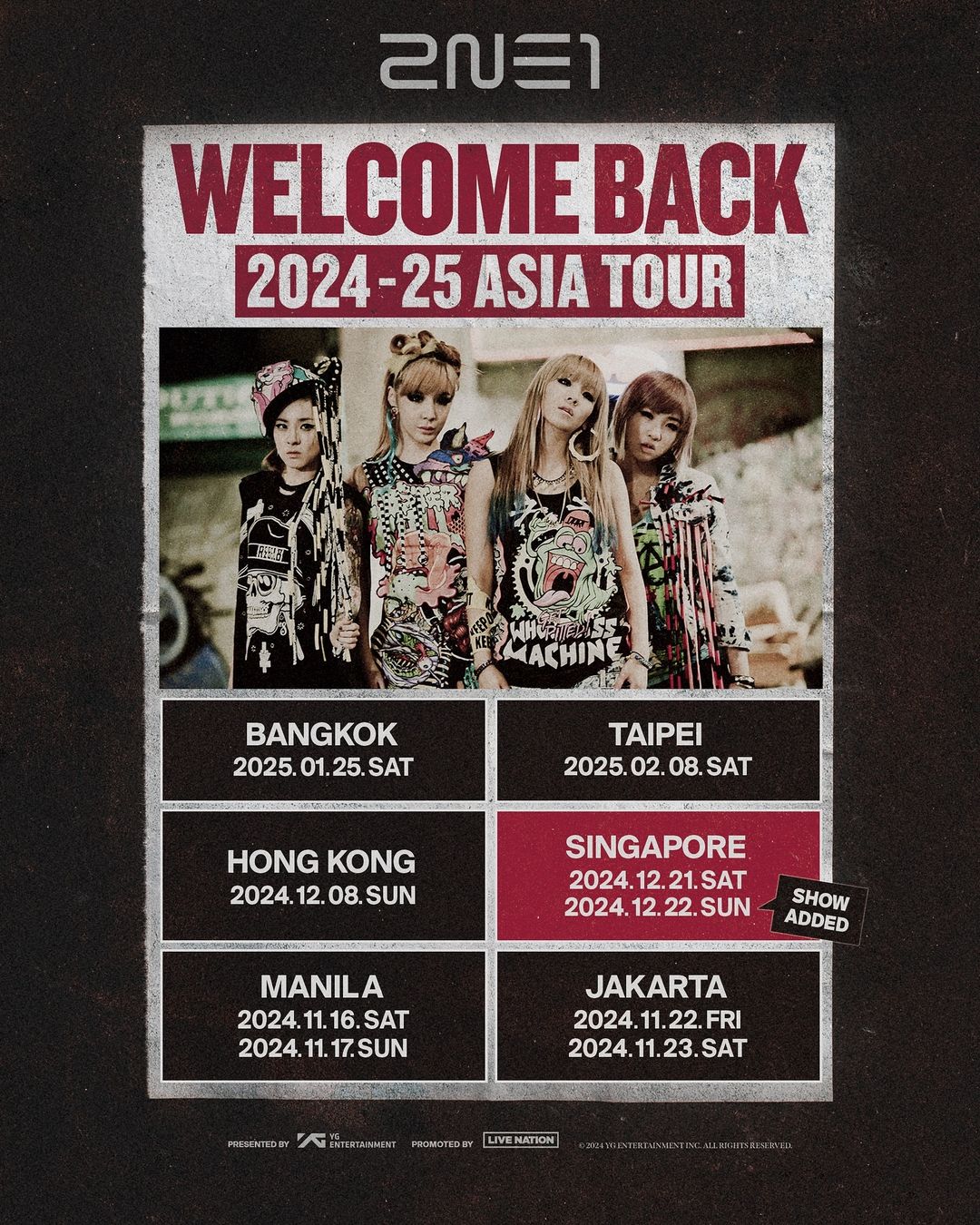 2NE1 adds a 2nd Singapore show for “Welcome Back 2024-25 Asia Tour”