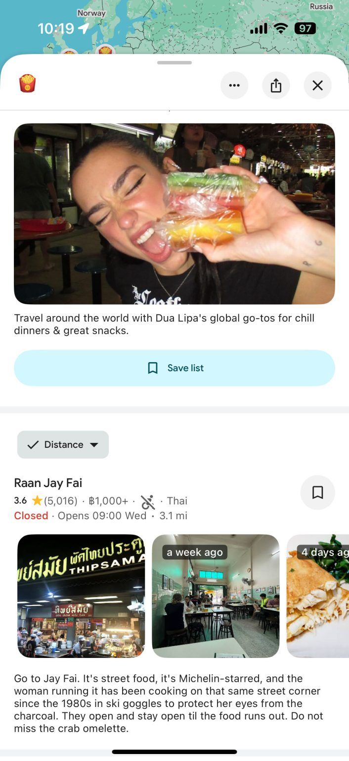 Dua Lipa x Google Maps: What are the Bangkok recommendations?