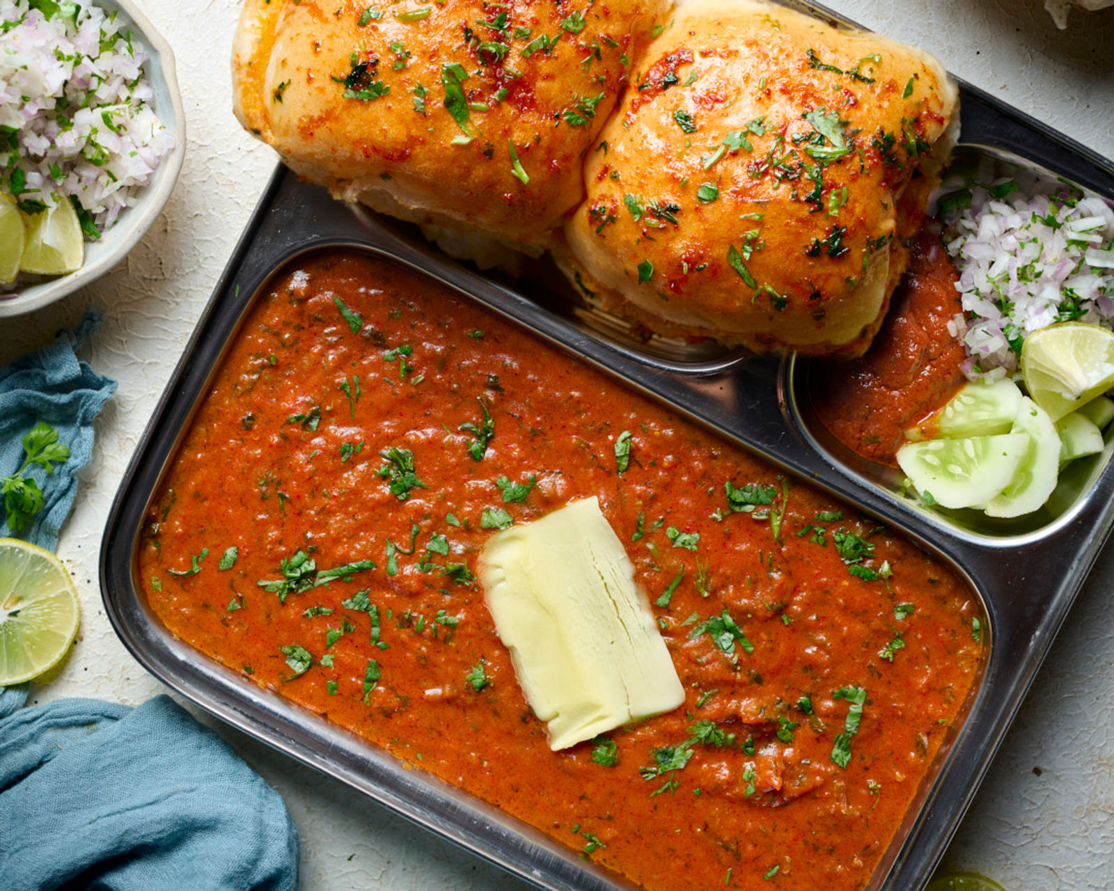 Try this buttery street-style pav bhaji recipe by chef Sanjyot Keer