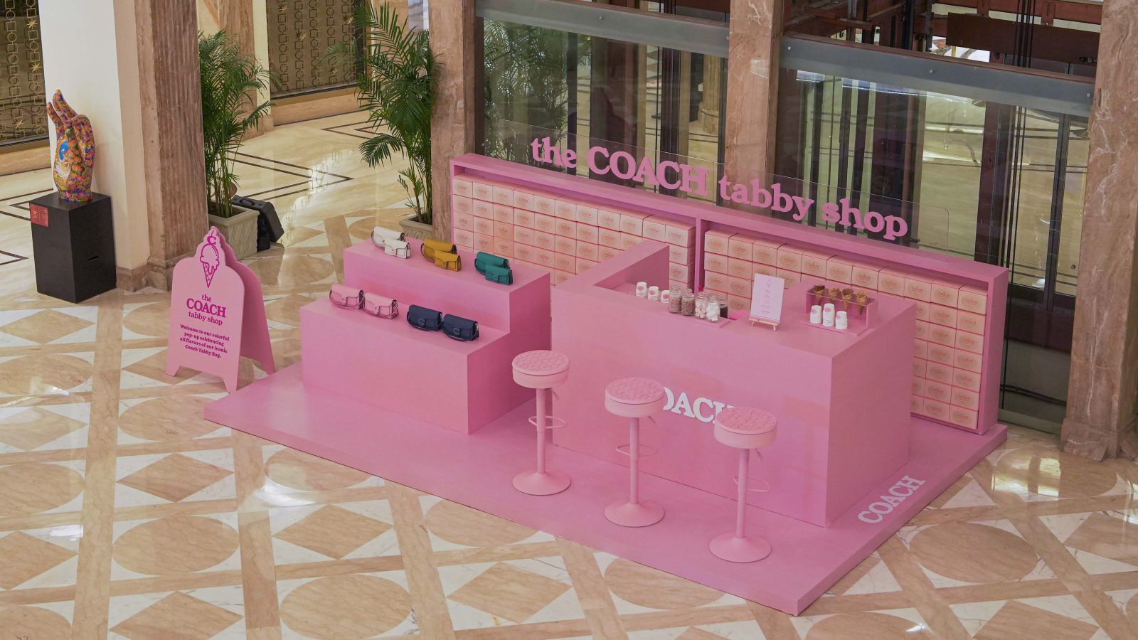 An ice cream pop up to celebrate the Coach Tabby bag