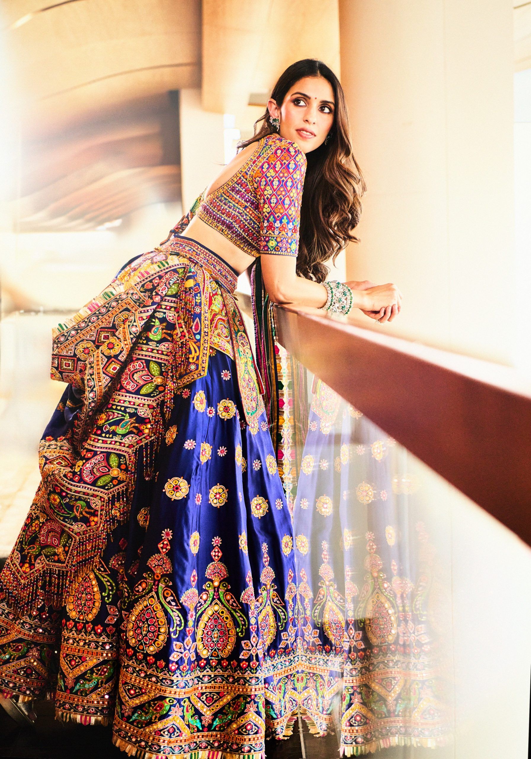 Shloka Mehta Ambani wore AJSK lehenga with Tharad embroidery